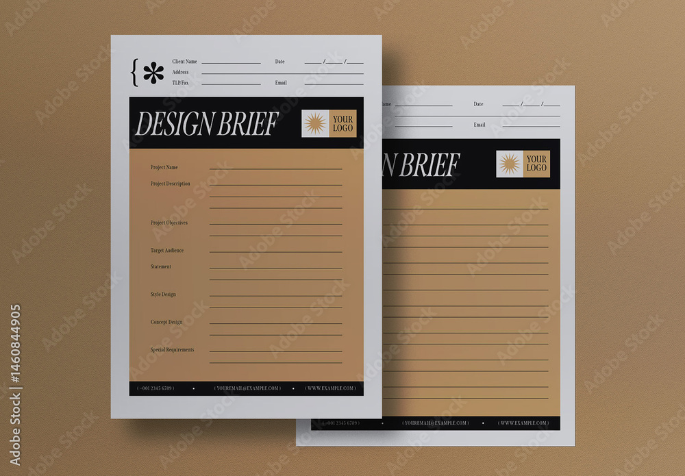 Golden Utilitarian Design Brief A4 & US Letter Layout Stock Template ...