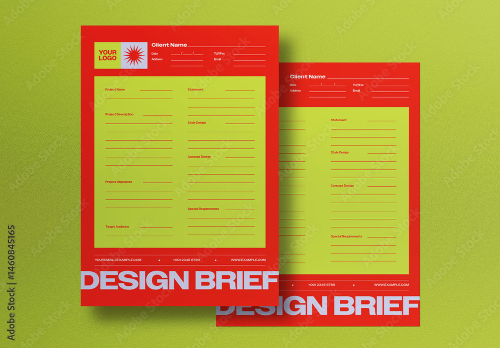 Red & Green Utilitarian Design Brief A4 & US Letter Layout Stock ...