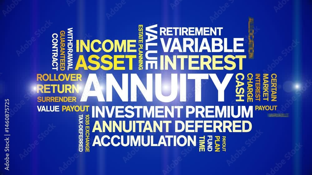 Annuity animated word cloud;text design animation tag kinetic ...