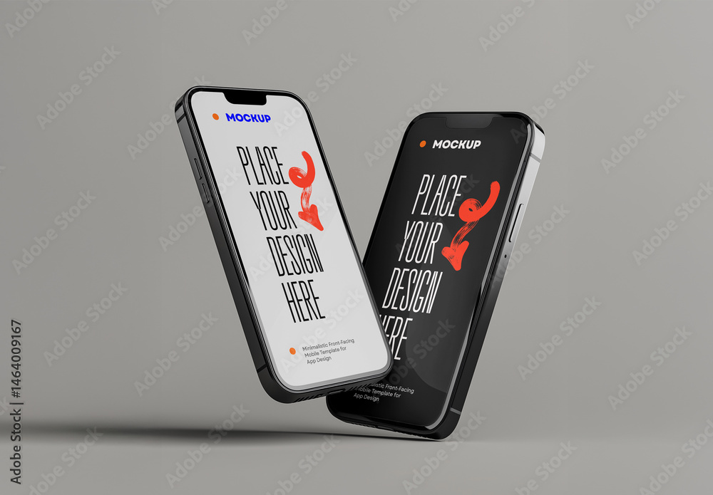 Floating Dual Smartphone Mockup – Clean Front-Facing Display Template ...