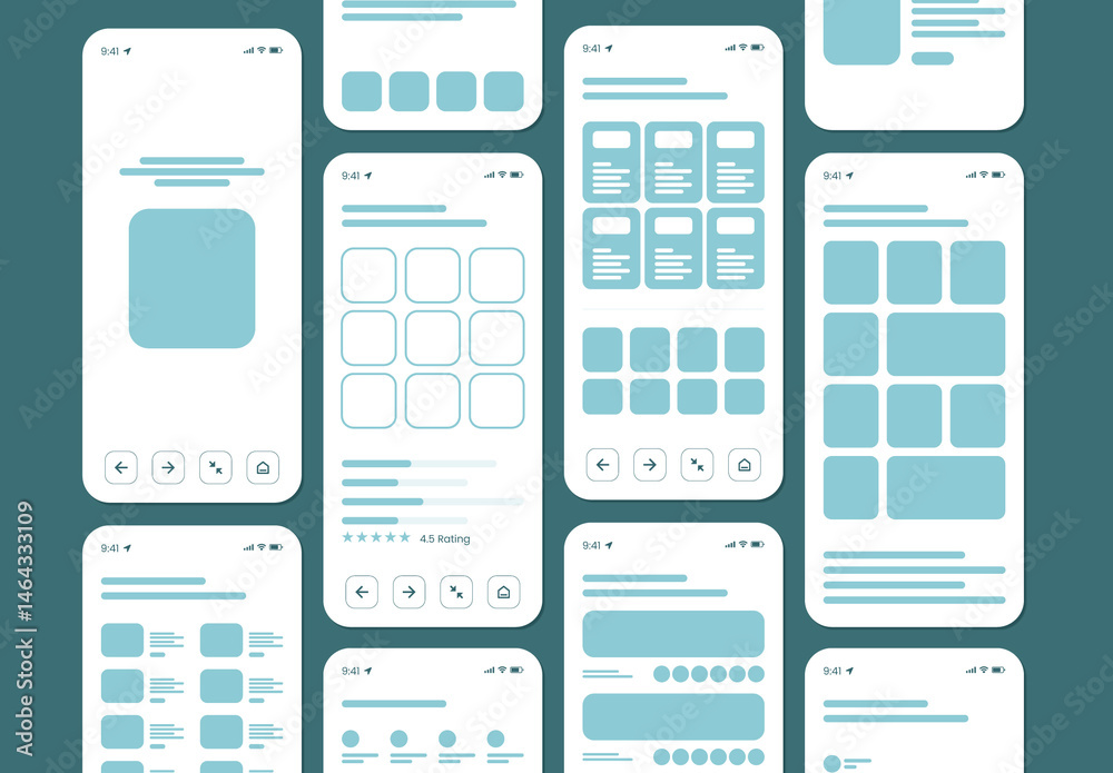 Mobile Application Wireframe Interface Design Concept With UI and UX ...
