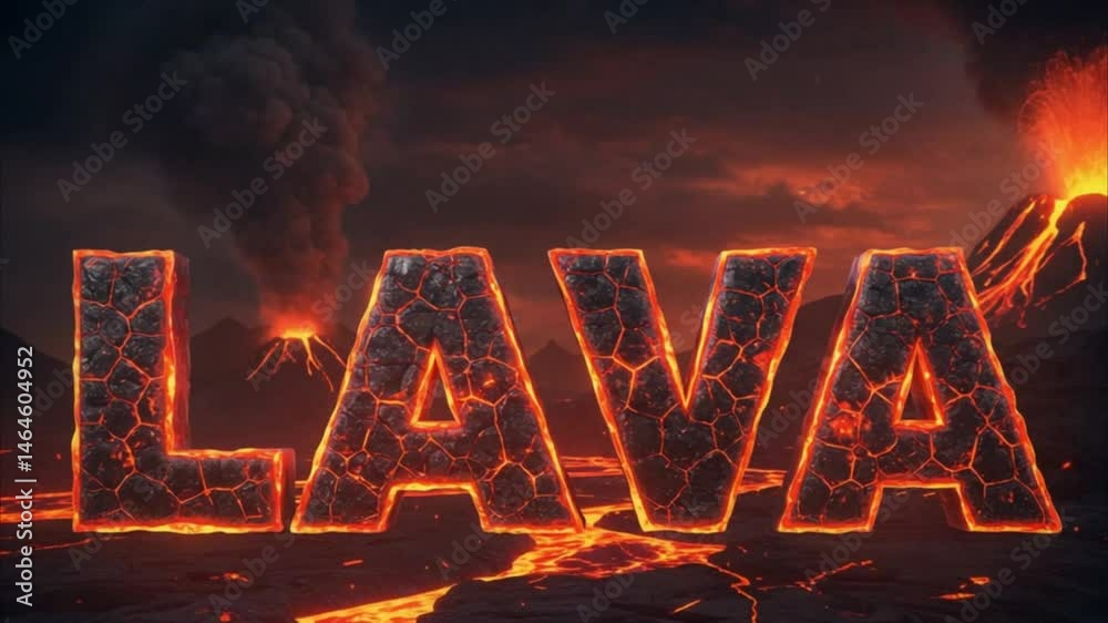 Design 3D text with the word ‘LAVA’ in glowing red, orange, and black ...