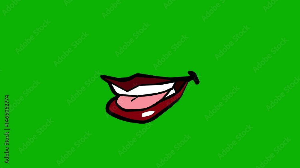 Cartoon Female Mouth Lip Sync On Green Screen 2D Animation | loopable ...