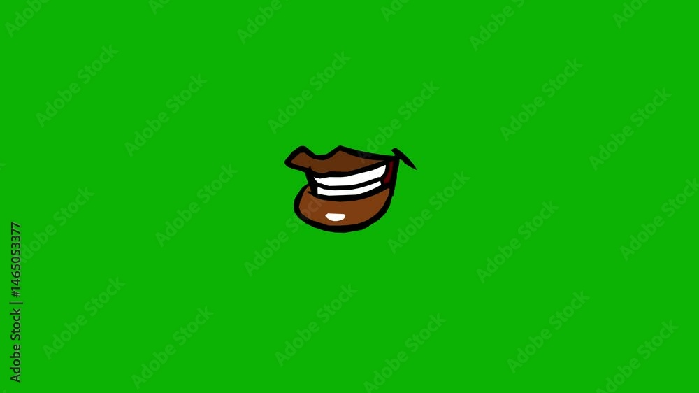 Cartoon Female Mouth Lip Sync On Green Screen 2D Animation | loopable ...