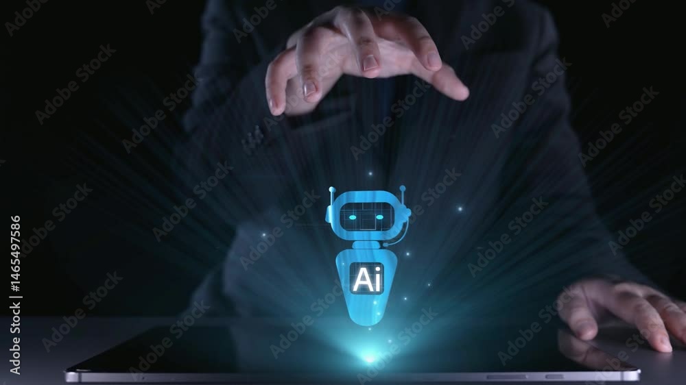 Human interact with AI artificial intelligence virtual assistant ...