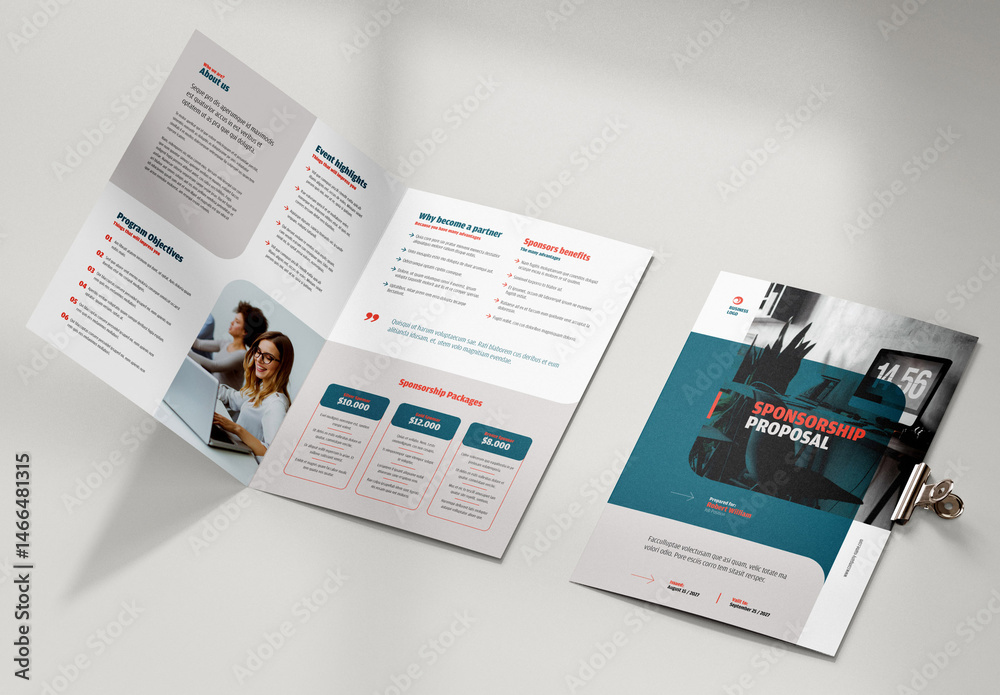 Sponsorship Proposal Bifold Brochure Template Stock Template | Adobe Stock