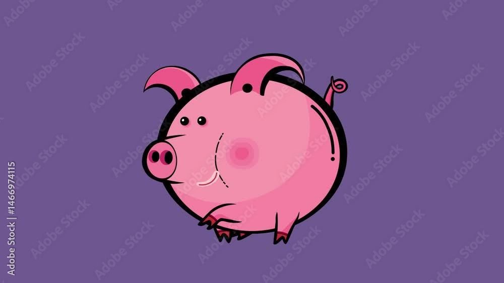 Pig cartoon animated character start walking isolated. Hog can run ...