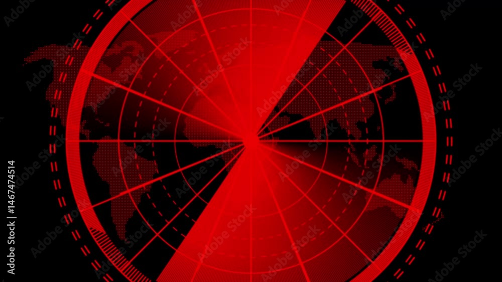 Signal transmitted digital sonar radar animation. Radar point to detect ...