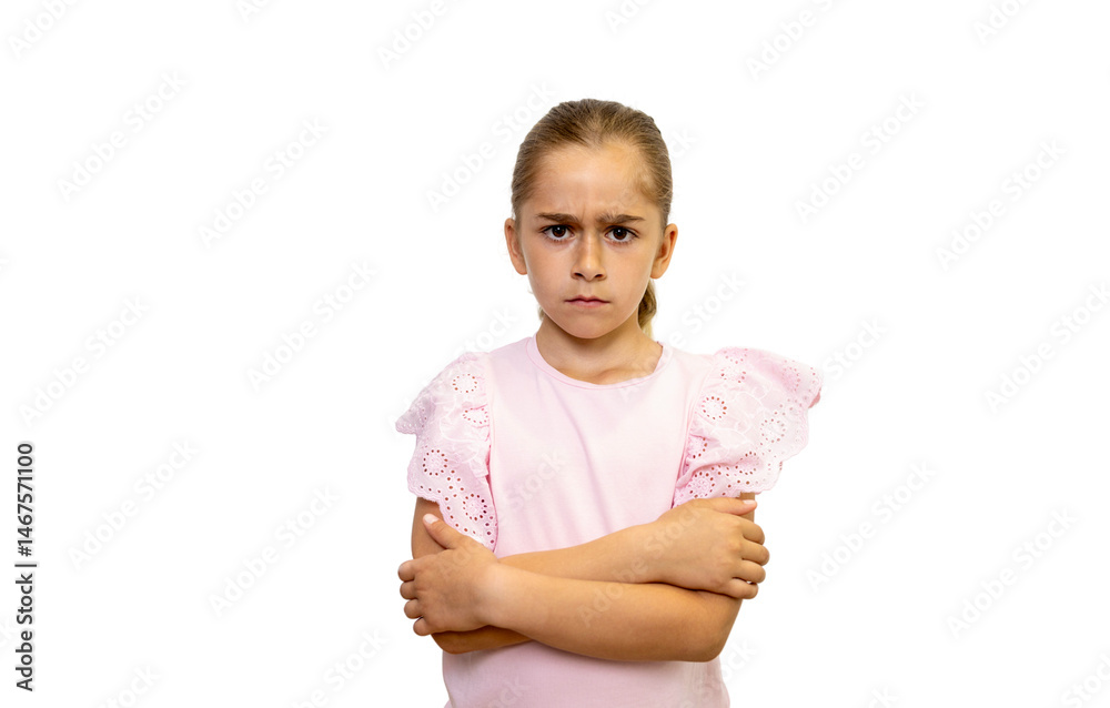 Poster Grumpy child crossing arms showing displeasure on transparent ...