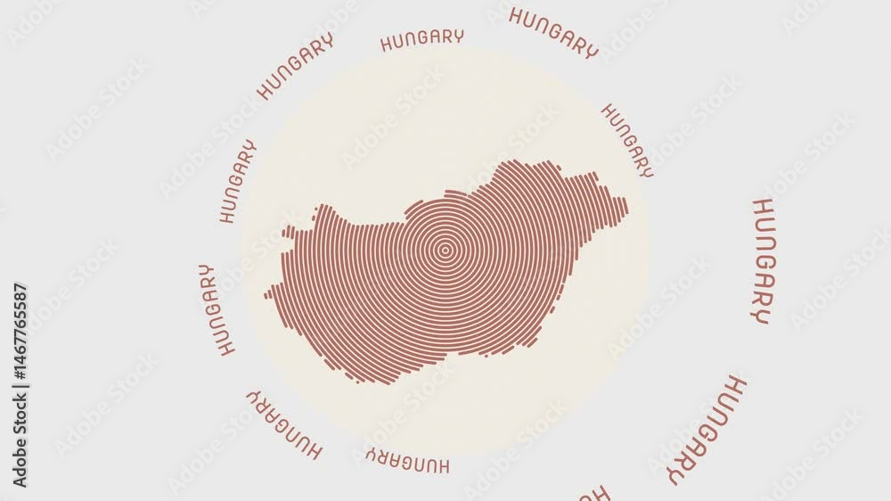 Hungary shape with dynamic circles visual effect. Animation of Hungary ...