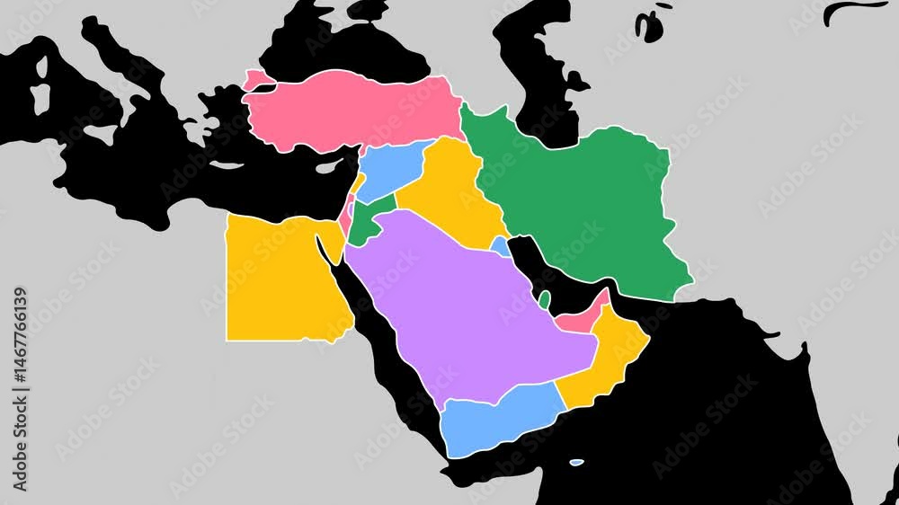Vidéo Stock Middle East Map. World map animation connecting all ...