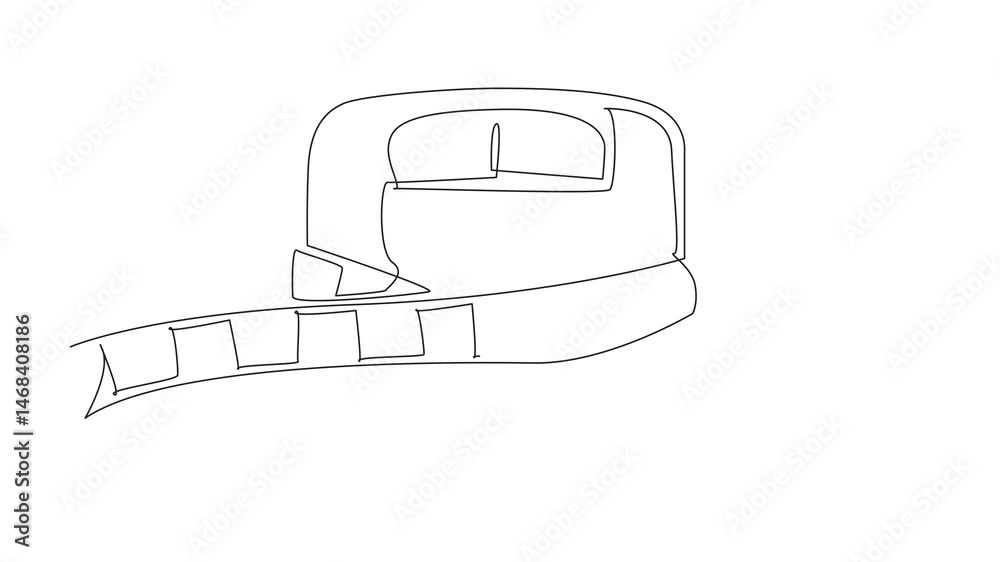 Animation of continuous one line drawing scale tied with measuring tape ...