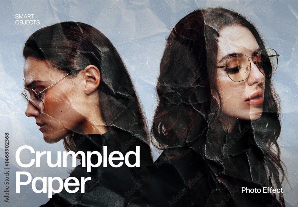 Crumpled Paper Photo Effect Template Stock Template | Adobe Stock