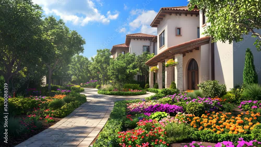 premium housing project yard landscape design in residential community ...