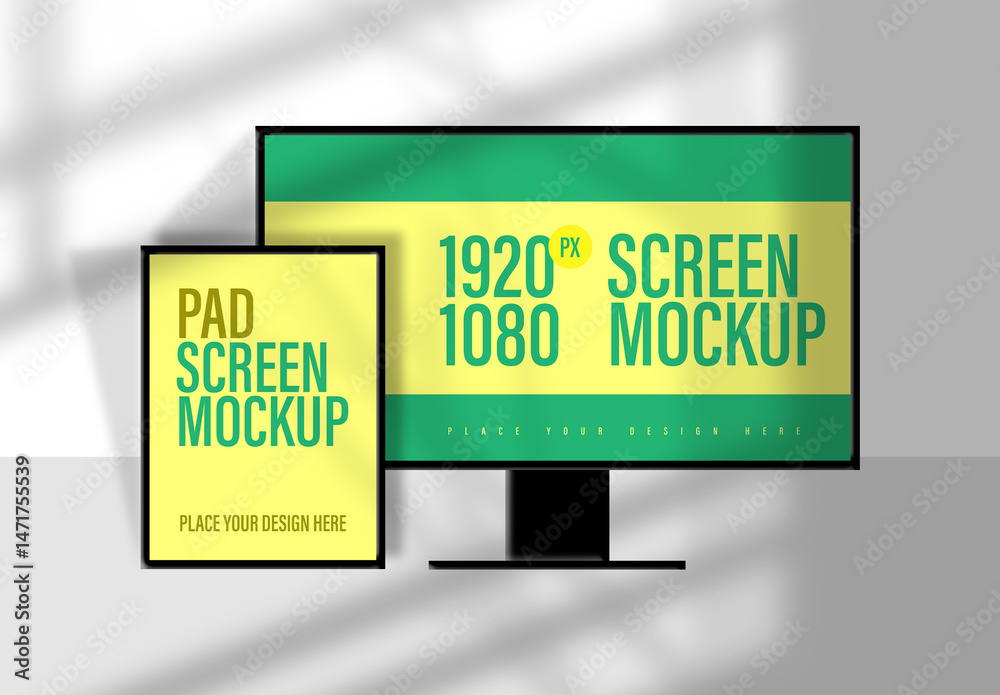 Digital Pad and Monitor Screen Mockup Template for UI Design ...