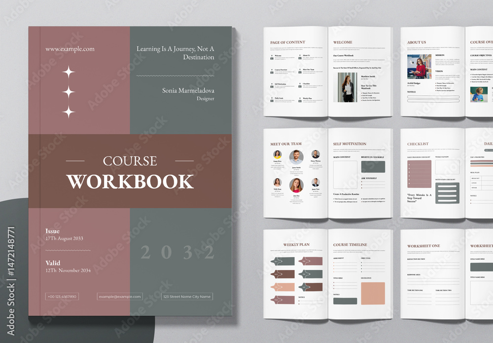 Course Work Book Template Layout Stock Template | Adobe Stock
