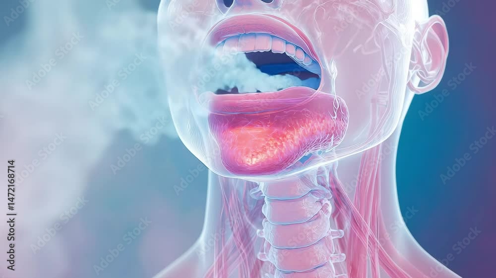 Video „Transparent anatomical illustration of human neck, mouth, tongue ...