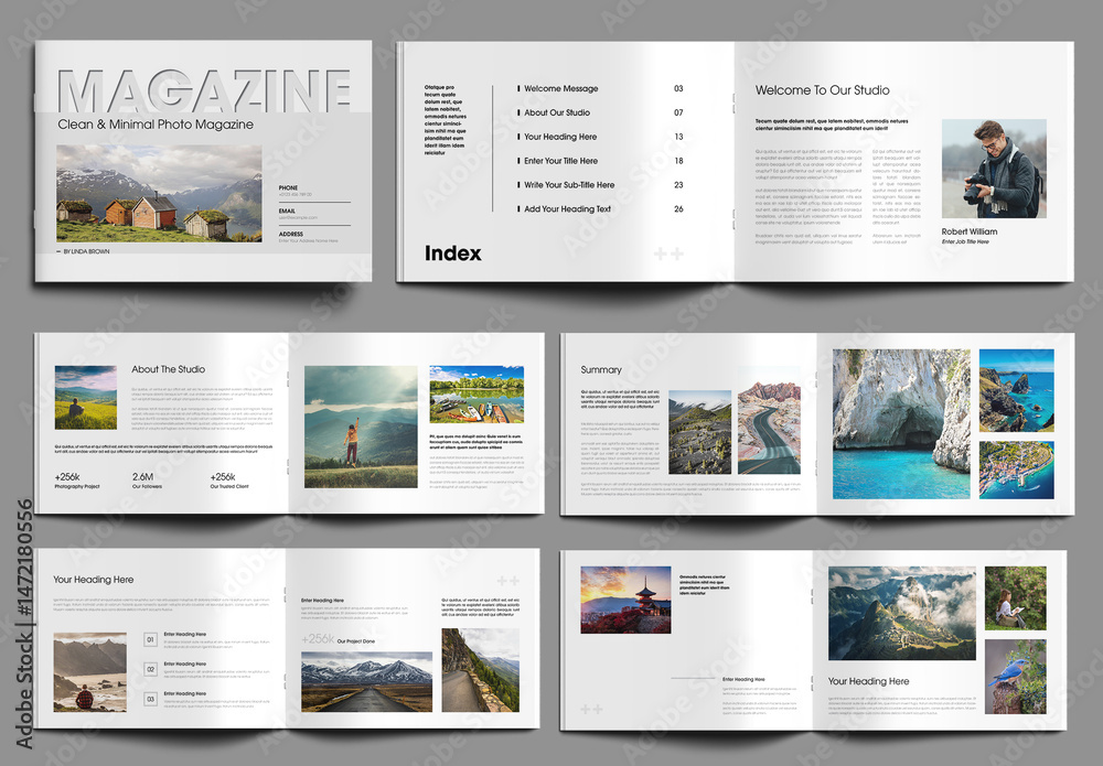 Minimalist Photo Magazine Template Layout Stock Template | Adobe Stock