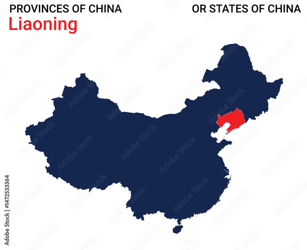 Poster High detailed map of Liaoning vector illustration – Wall Art ...