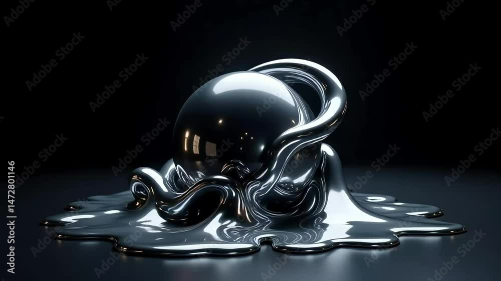 Liquid Metal Sphere Abstract Background Seamless Loop Animation: Dark ...