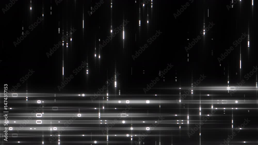 Matrix Style ASCII Digital Rain Horizontal Animation. Abstract Binary ...