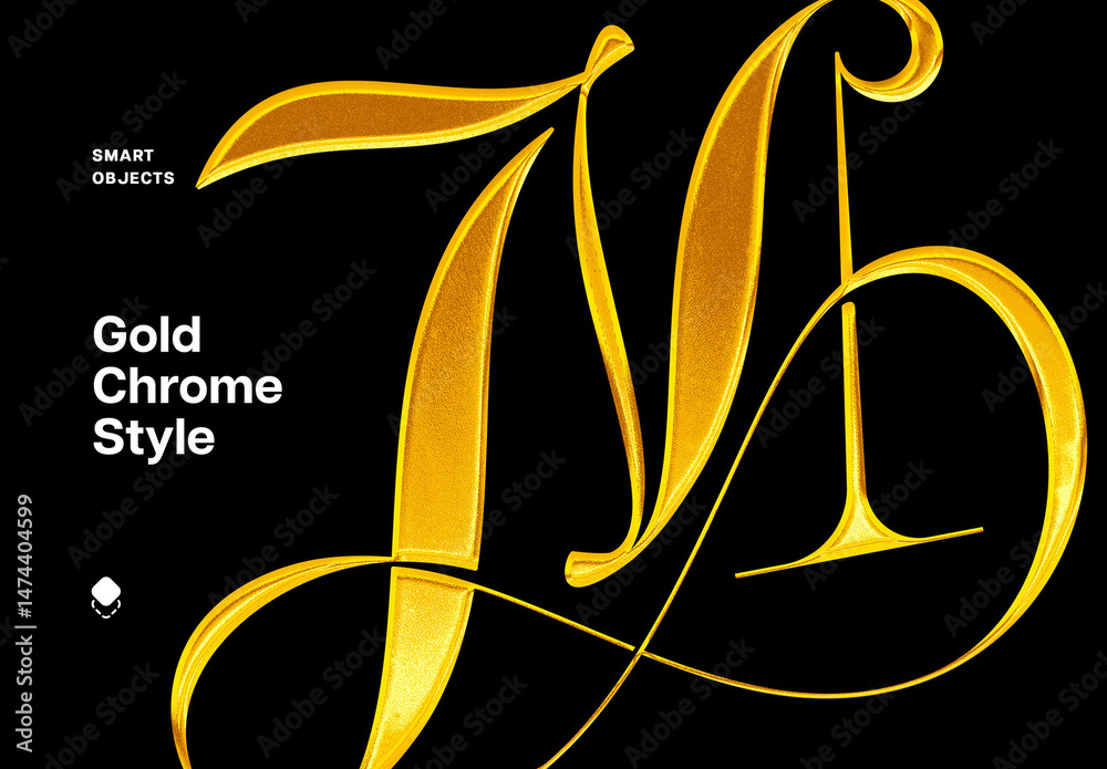 Gold Chrome Effect Mockup Stock Template | Adobe Stock