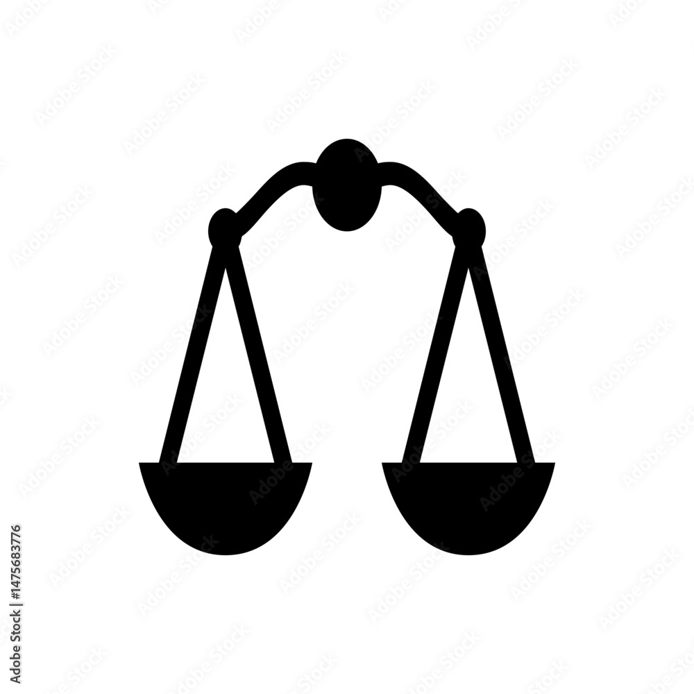 Poster Illustration of a balance scale with two pans hanging from a ...