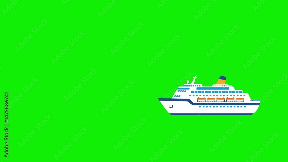 Animated Cruise Ship Moving from Left to Right – Flat Style Boat ...