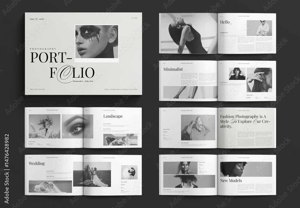 Photography Portfolio Layout Design Template Landscape Stock Template ...