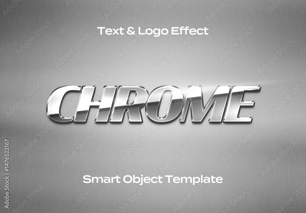 Chrome Metal Text Logo Style Effect Mockup Logotype Template Shape ...
