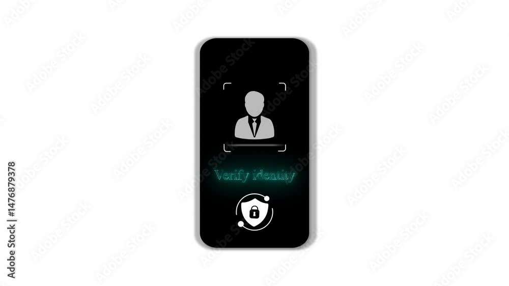Looping animation of an identity verification process with sleek black ...