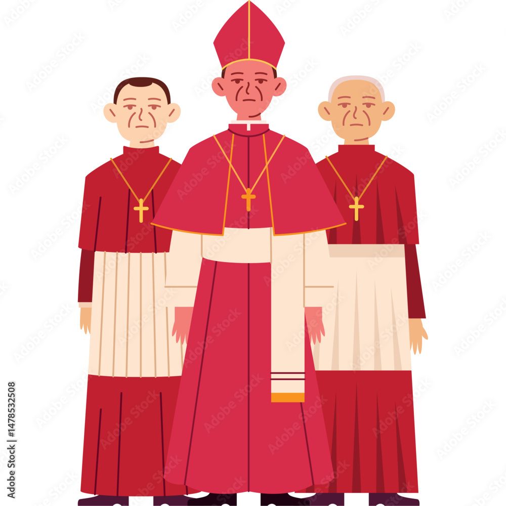 Poster Catholic Clergy Gathering Featuring the Pope and Cardinals in ...