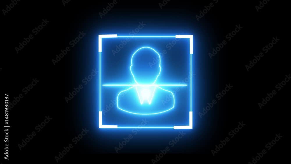 Stockvideon Neon Man scanner icon animation. animated barcode or QR ...