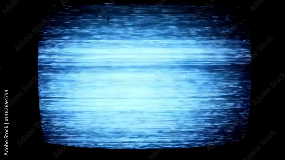 Vintage CRT television with a blank screen displaying analog signal ...