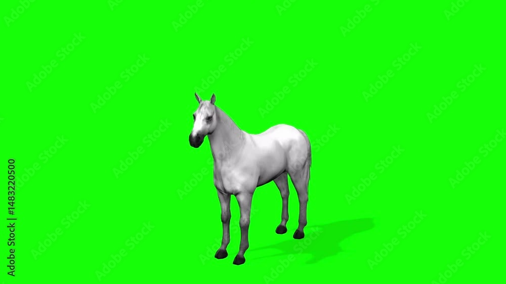 3D Horse Green Screen Animation, 4K Footage, 4K Green Screen Footage ...