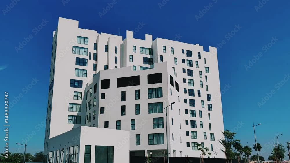 White Color Building With Full View, Building With Black Color Windows ...