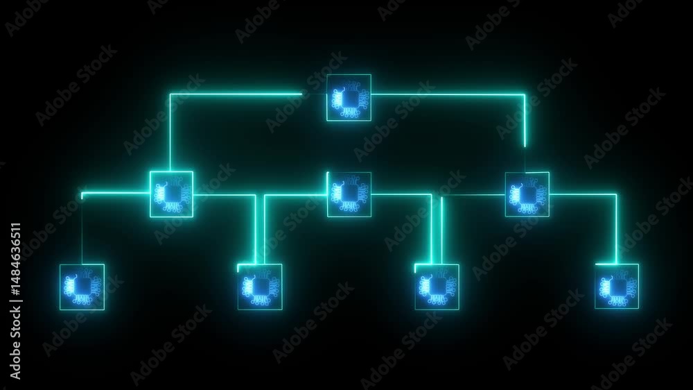 Futuristic technical idea and global network connection animation ...