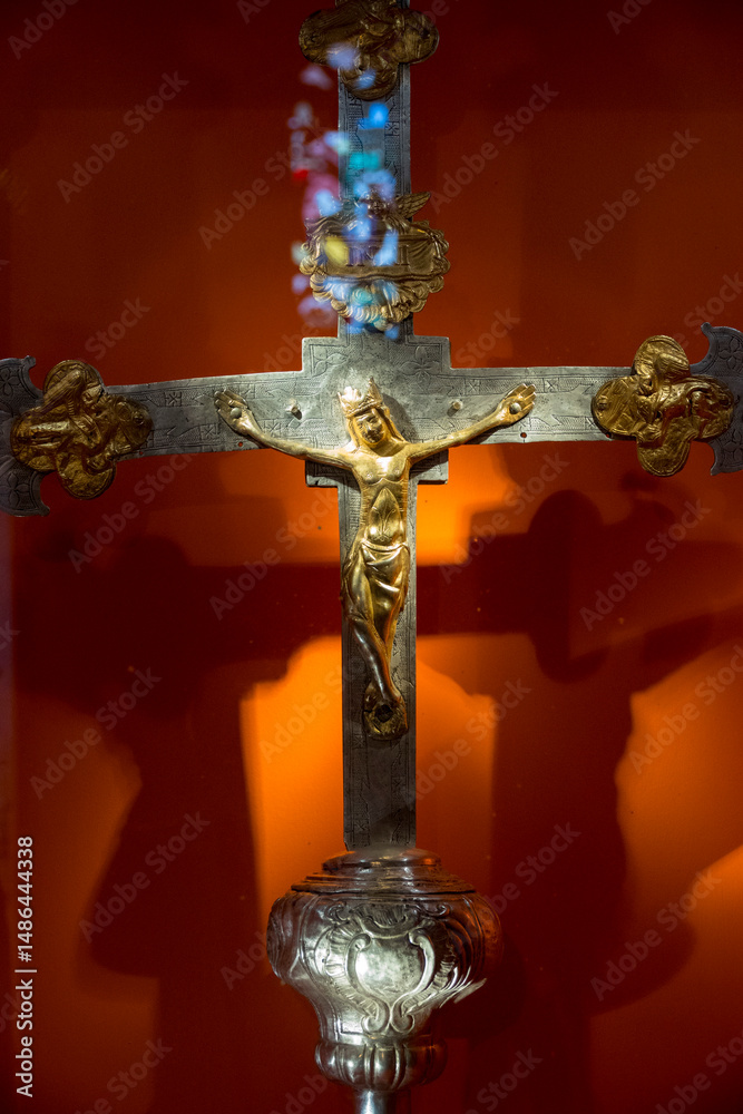 Poster Ancient processional cross (14th century) of Jesus Christ crucified on the cross – Wall ...