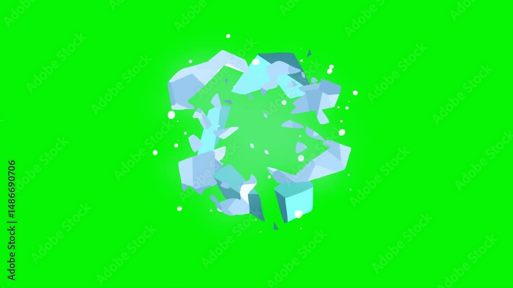 Letter C made of ice animation with green screen, alphabet in the form ...