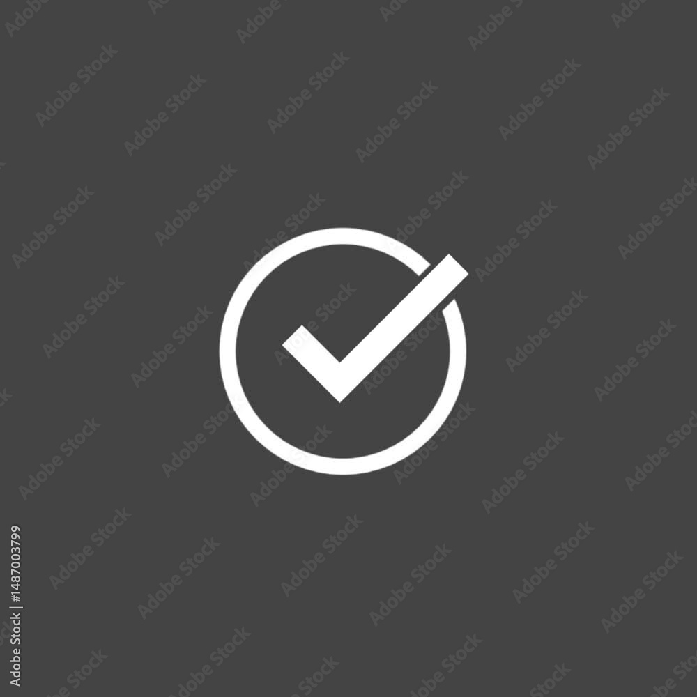 Animated tick button white line icon. Check mark. Selecting, accepting ...
