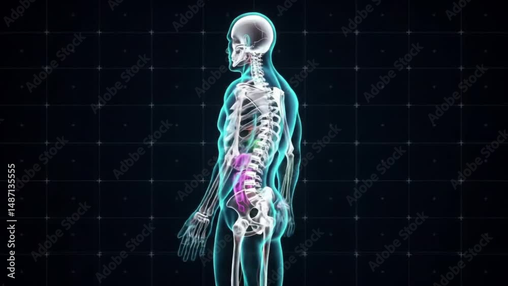 Colorful Human Body animation with flares and particles showing veins ...
