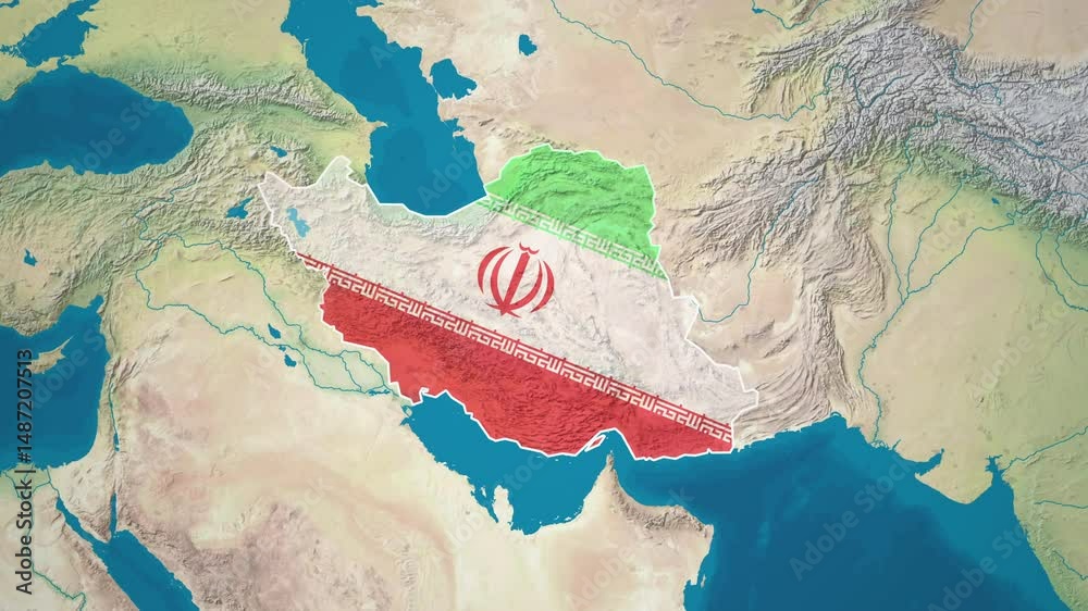 Zoom from Earth to Iraq. (Country Flag) World map animation with ...