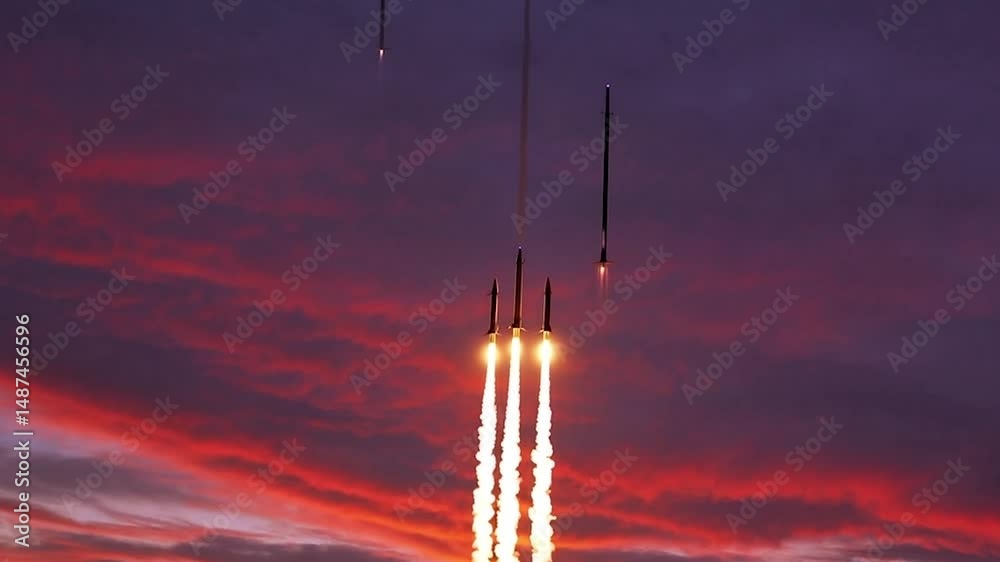 Missile Launch into the Sky – Powerful Rocket Firing Scene missile ...