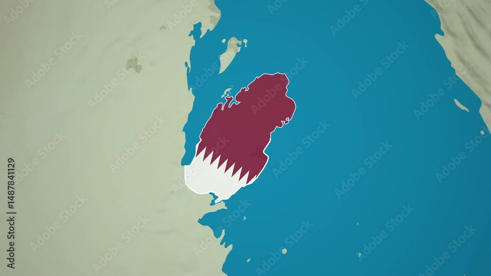Video „Zoom from Earth to Qatar. (Country Flag) World map animation ...