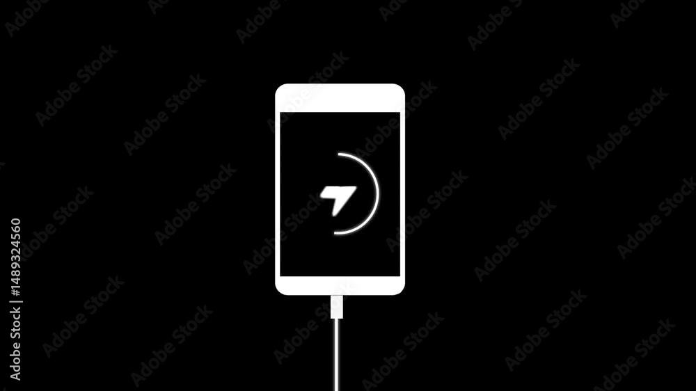 Animated mobile phone Charging animation with glowing power icon ...