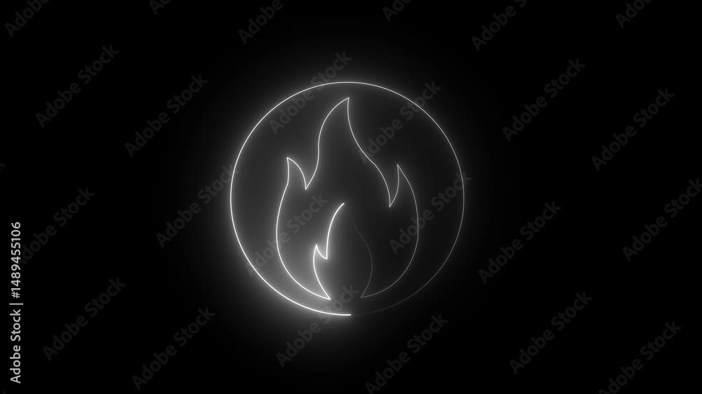 Isolated Fire Icon On Transparent Background. Glowing Neon Fire Symbol ...