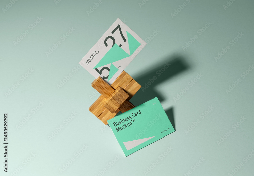 Business Cards with Wooden Toy Mockup Stock Template | Adobe Stock