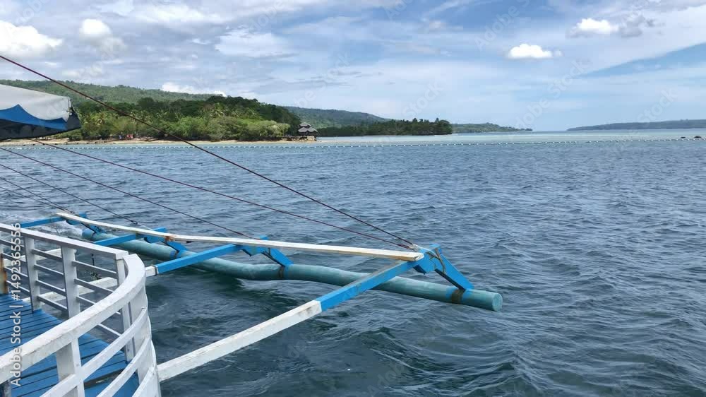 First-person view of the stabilizer of a tourist boat banging against ...