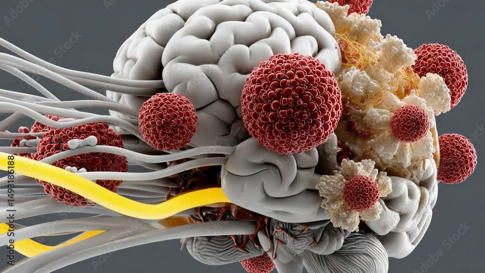Brain Anatomy Depiction: A detailed medical illustration revealing the ...