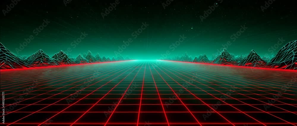Futuristic synthwave grid landscape motion, synthwave grid animation ...